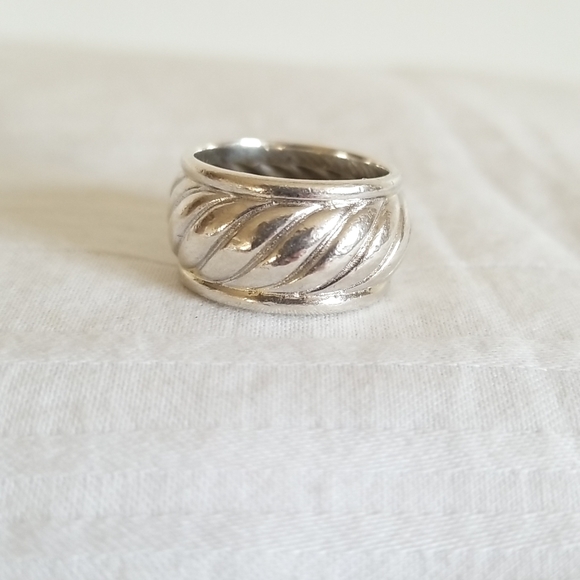 Jewelry | Sterling Silver Wide Groove Band Ring 8 Grams | Poshmark